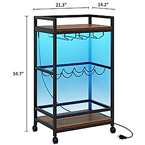Boss Premium® BarUSA™ LED Bar Cart for Home Mini Portable Wine Bar Coffee Carts Small Mobile Serving Stand Liquor Beverage Drink Tea Alcohol Kitchen Rolling Cart - Designed in USA (Patented)