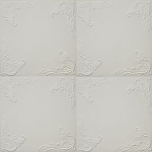 Euro-Deco Ceilings, Inc. Decorative Styrofoam Glue Up Ceiling Tile R101W 20 x 20 Tin Look White