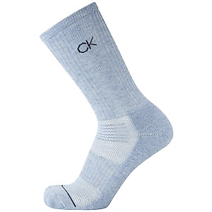 Calvin Klein Men's Dress Crew Socks - 6 Pack Soft Cushioned Non-Binding Cotton Work Dress Socks for Men (Sizes: 7-12), Size 7-12, Blue Assorted