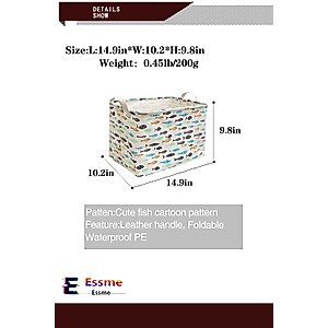 Essme Rectangular Fabric Storage Box,Collapsible Storage Basket Bins Organizer with Handles for Kids Room,Shelf Basket,Toy Organizer(Fish)