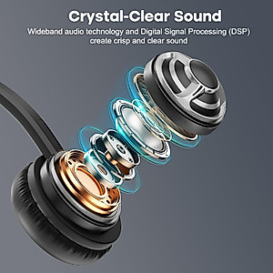 MKJ Wired USB Headset with Microphone, Noise Cancelling USB Headphone for PC/Laptop, Computer Headset for Call Center & Home Office, Works with Skype, Zoom, Ms Teams, WebEx Conference, Online Meeting