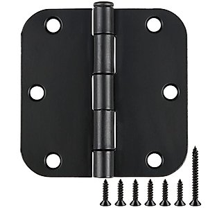 24 Pack Matte Black Door Hinges 3.5 x 3.5 Inch Interior 3 1/2 Inch Door Hinges for Doors Rounded 5/8" Radius Corners Flat Iron Hinge 3 ½"x 3 ½" Door Hardware Bisagras para Puertas Bedroom Home Decor