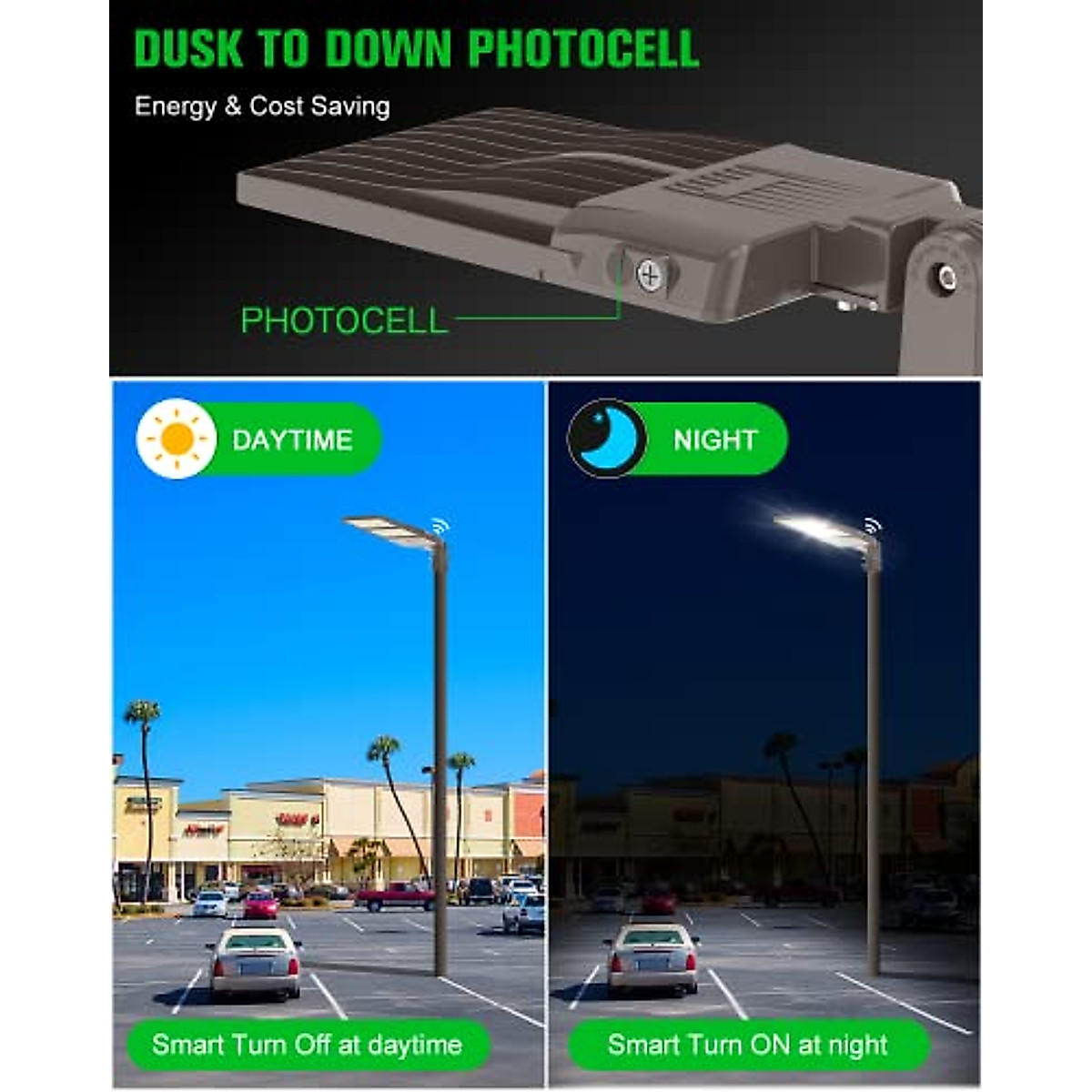 LED Parking Lot Light 150W Adjustable w/ Photocell Slip Fitter 21000lm 5000K Commercial Shoebox Pole Lighting Dusk to Dawn Light Outdoor Flood Security Lamp for Street Area Stadium Roadway, DLC Listed