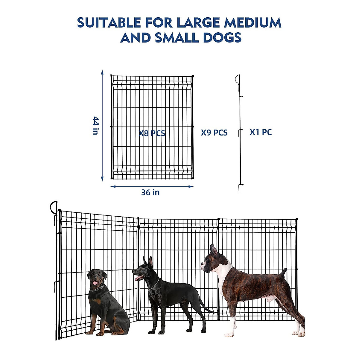 Hopesun Decorative Garden Fence Fast Installation Multi-Purpose Metal Pet Fence Kit Outdoor