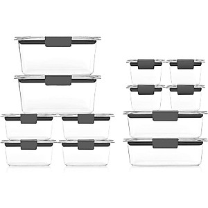 Rubbermaid Brilliance Food Storage Containers Plastic Containers with Lids BPA Free, Leak Proof Food Container, Clear, Two sets of 24 (48 pieces total)