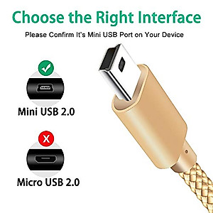 10ft Mini USB Cable Braided,SIOCEN Long Type A Male to Mini-B Charger Cord for GoPro Hero 3+,Canon PowerShot/Rebel/EOS/DSLR Camera,PS3 Controller Cord Charging Wire for Garmin Nuvi,Dash Cam,PDAs