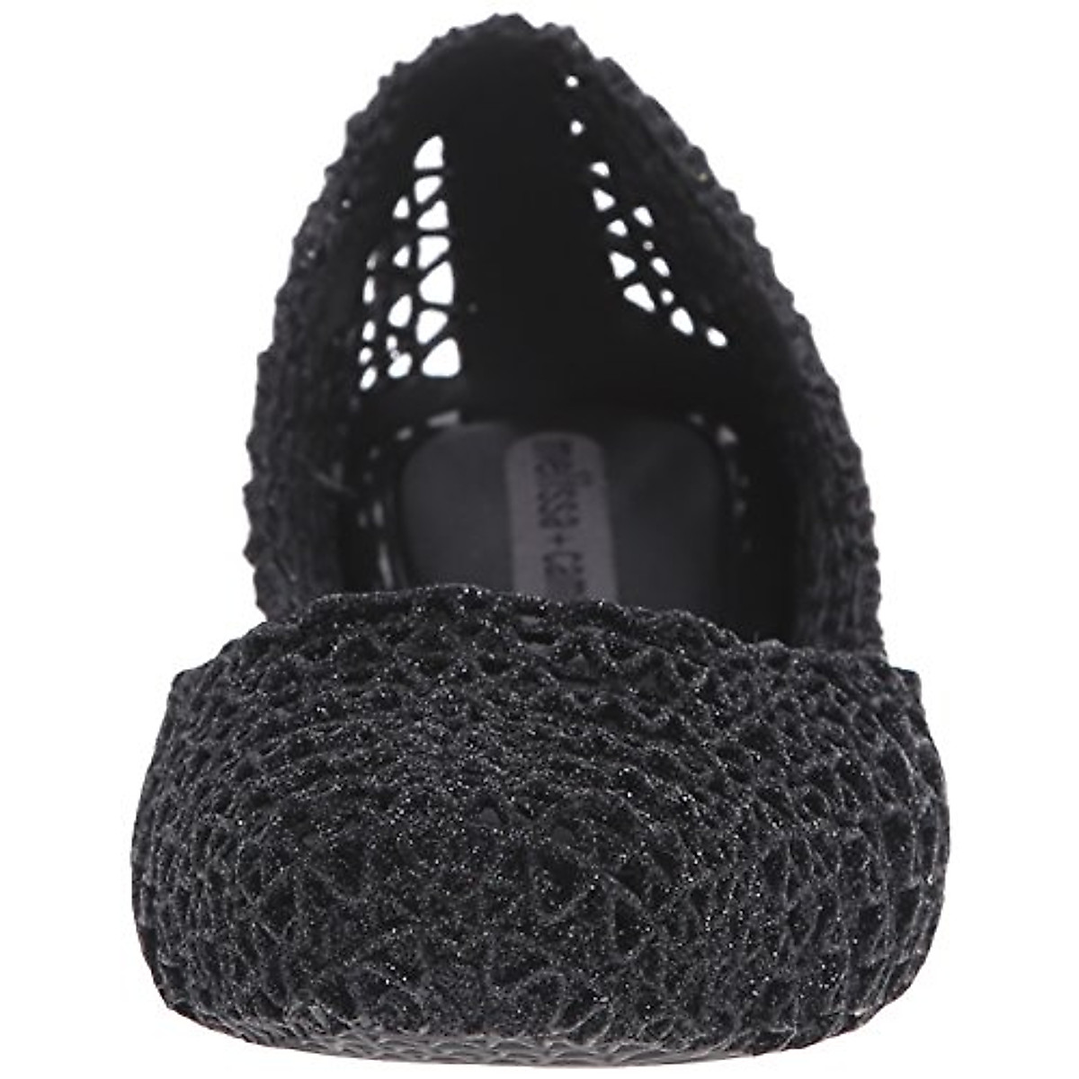 Melissa Women's Campana Papel Vii Ballet Flat, Black Glitter, 5 M US