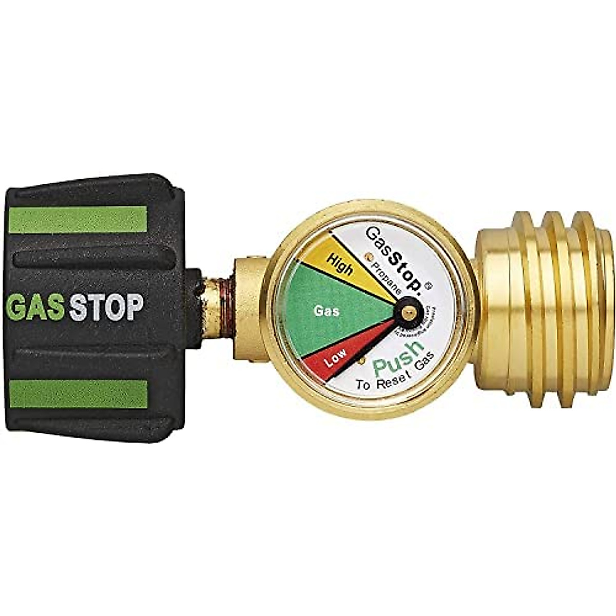 GasStop GSUSA2 Propane Shutoff Device + GasGear by GasStop RV 90 Degree Propane Pigtail Hose, 12'' Camper Tank Hose