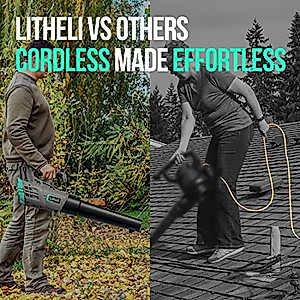 Litheli Cordless Leaf Blower 40V, Battery Leaf Blowers for Lawn Care, Lightweight Axial Blower for Blowing Leaf, Dust, Debris, with 2.0Ah Battery & Charger Included