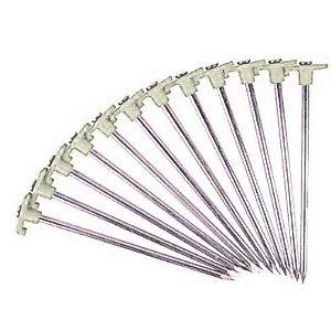 12-Piece Galvanized Steel Tent Pegs - Glow in The Dark Garden Stakes