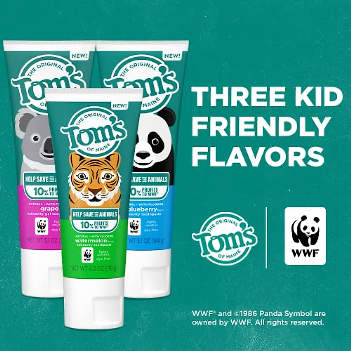 Tom's of Maine Natural Children's Fluoride Toothpaste, Blueberry, 5.1 Oz