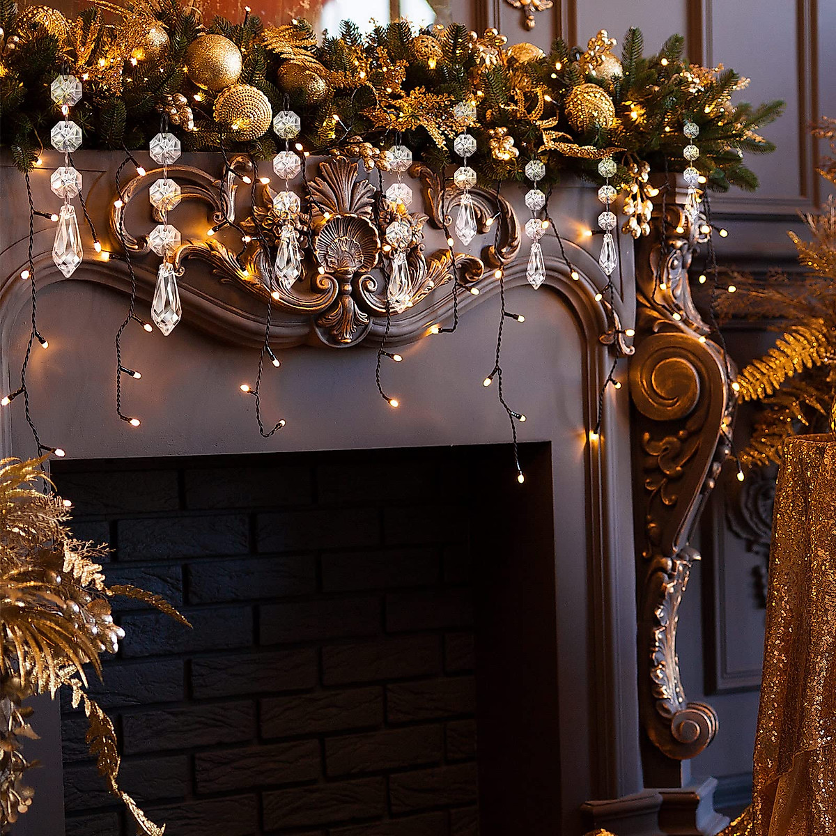 Nuogo 100 Pcs Crystals Beads Hanging Crystals Chandelier Crystals Clear Crystal Garland Strands Crystal Hanging Decor Clear