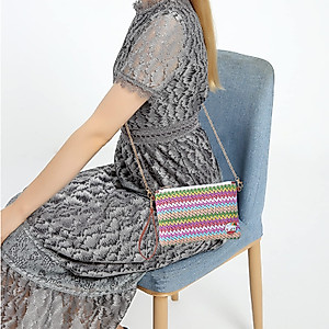 Y Y0YUISO Straw Cute Clutch Purses for Women, Small Handnade Beach Rattan Handbag With Zipper for Summer, Vacation Lightweight Wristlet Wallets (B-Multicolor)