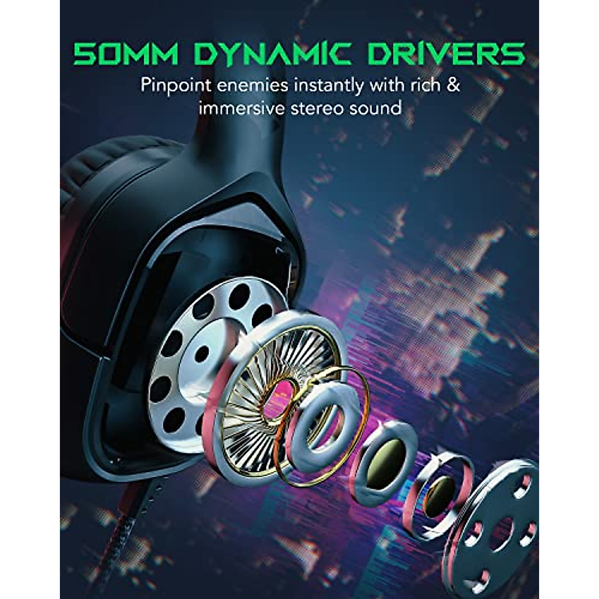 Black Shark Gaming Headset for PC, PS4, PS5, Xbox, Switch, All-in-1 Gaming Headphones with Ultra-Clear Bendable Mic, 50mm Dynamic Drivers, Noise Isolation Ear Cushions, in-line Controls - Goblin X1