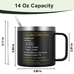 LiqCool Funny Gaming Mug, 14 Oz Legendary Insulated Coffee Mug, Valentine’s Day Gifts for Men Boyfriend Brother Husband Wife, LOL DND Mug for Nerdy Guy Gamer and Coffee Lover, Stainless Steel(Black)