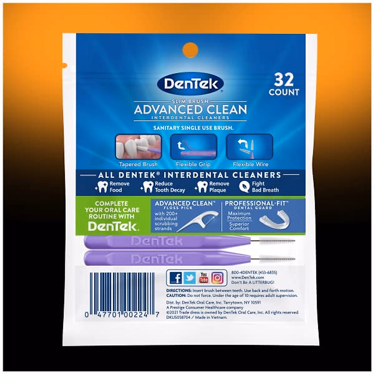 DenTek Complete Clean Easy Reach Floss Picks, Advanced Fluoride Coating, Mouthwash Blast Flavor, 75 ct. (Pack of 2)