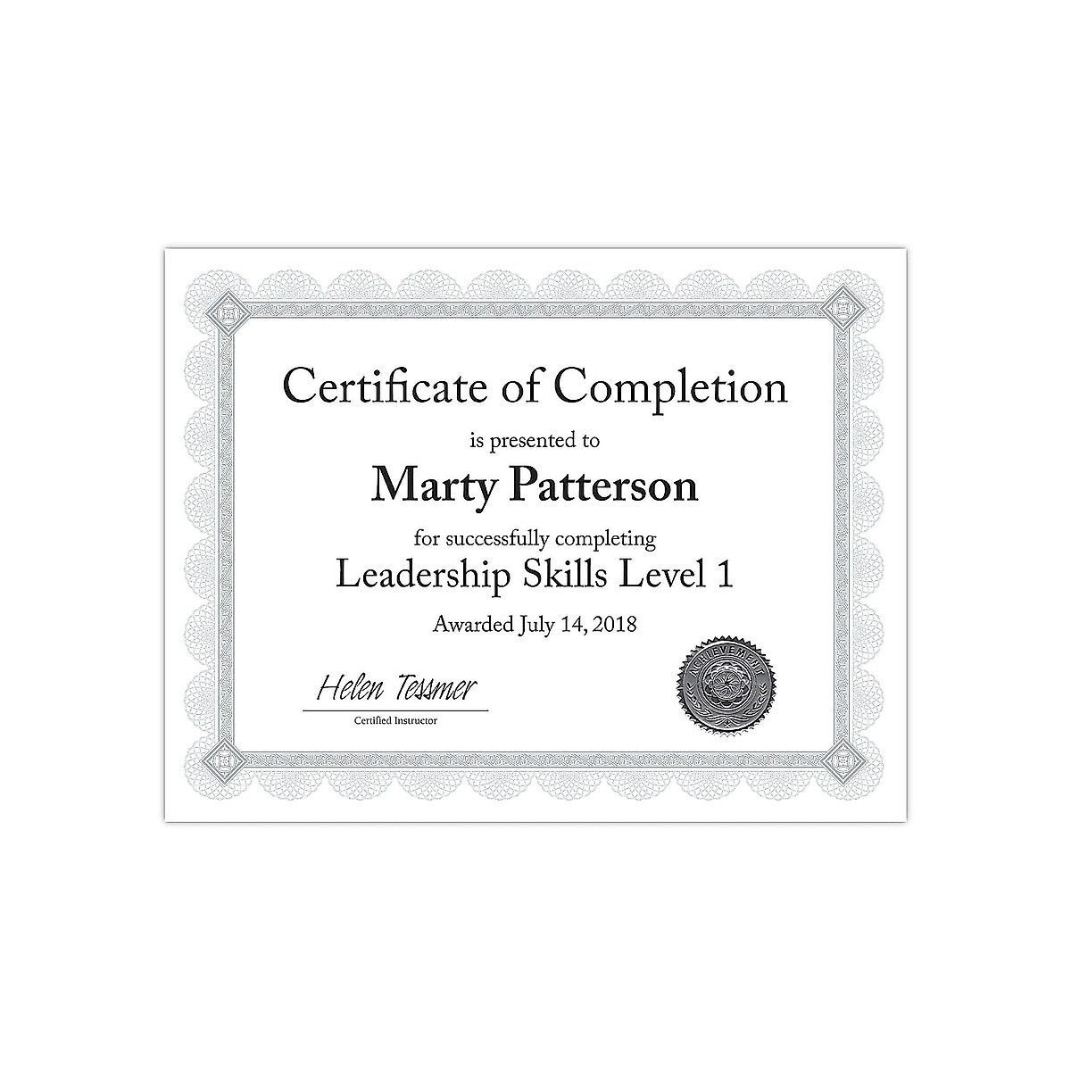 Southworth CTP2W Premium Certificates, White, Spiro Silver Foil Border, 66 lb, 8,5 x 11, 15/Pack