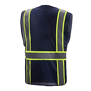 CAL PACIFIC Navy Two Tones Safety Vest,With Multi-Pocket Tool (Medium)