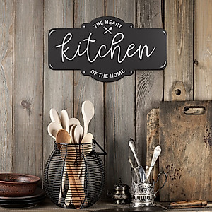 Barnyard Designs Rustic Metal Kitchen Wall Decor Sign, Country Farmhouse Decoration for Your Home, Kitchen, or Dining Room, 16” x 8.5”