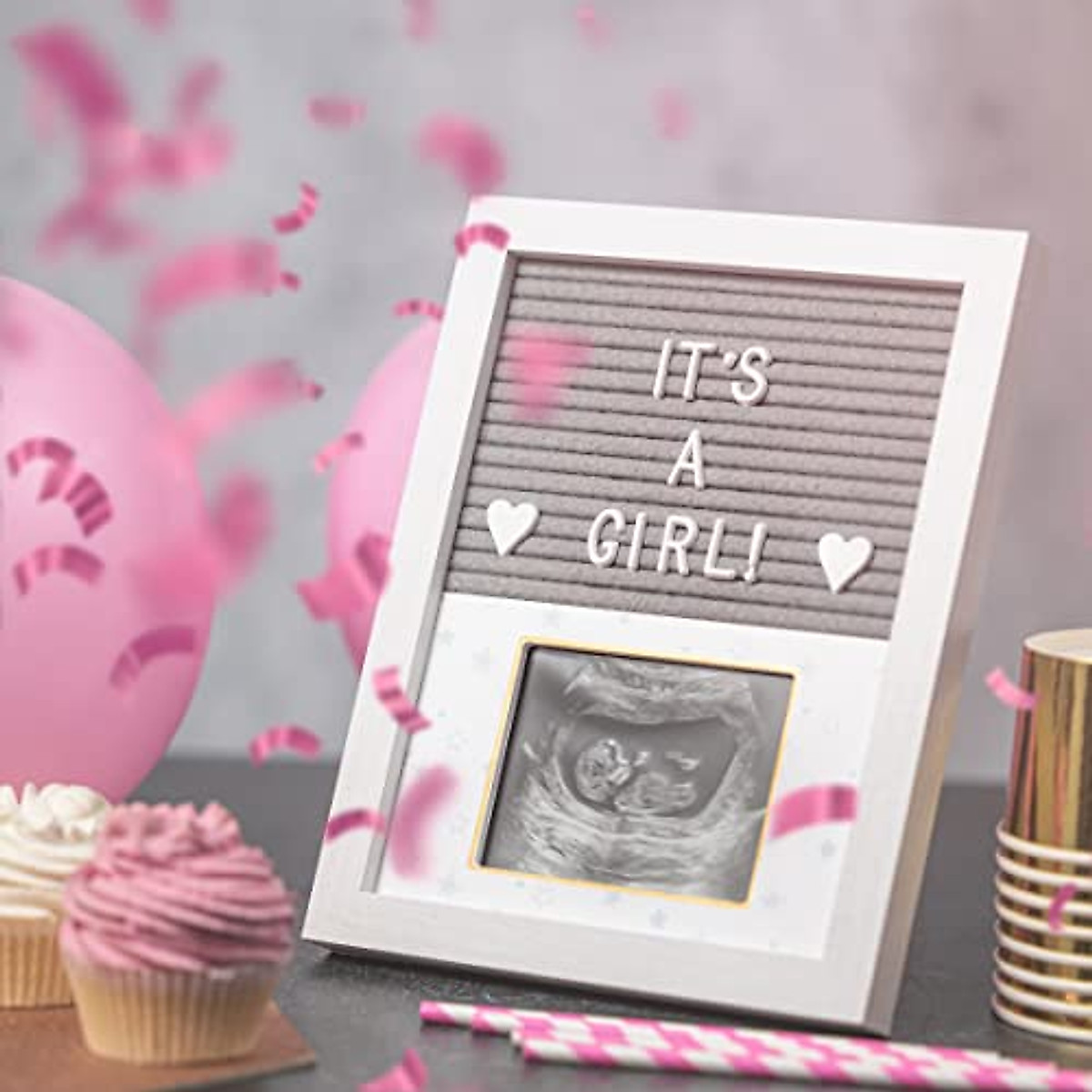 LittleVision Sonogram Picture Frame Felt Letterboard/Ultrasound Picture Frame | The Most Unique, Customizable Baby Letter Board For Your Nursery, Baby Showers, and Gender Reveals