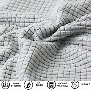 Stool Covers Rectangle,4 Pack Stretch Rectangle Bar Stool Covers Jacquard Vanity Stool Cover Washable Counter Stool Covers Saddle Seat Cover with Elastic Band for Wooden Metal Bench(Light grey)