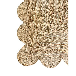 Gautam International Scalloped Natural Jute Area Rug, Natural Color (2'X3')