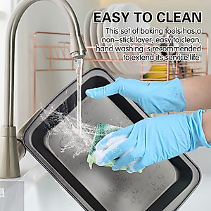 PINVNBY Baking Pans Set,Nonstick Bakeware Set with Baking Sheet, Muffin Pan, Round Cake Pan, Pizza Pan, Kitchen Oven Pan Baking Sheet Set, Complete Carbon Steel Bakeware Set (3 Pieces)