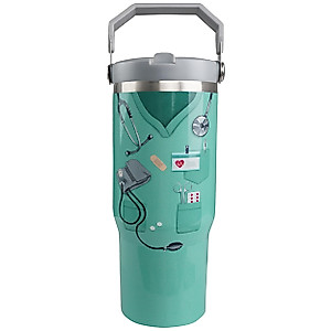 ZNYYZYBA Nurse Tumbler Nurse Gifts for Women - Nurse Appreciation Gifts Nurses Week Gifts for Female Male Nurse、 New Nurses、 RN、 LPN, 30oz Nurse Thermal Mug with Handle and Flip Straw