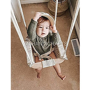 Handmade Macrame Baby Swing Natural Rope Hammock for Baby Macrame Swing Chair for Baby
