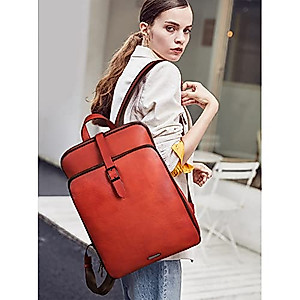 CLUCI Womens Backpack Purse Genuine Leather 15.6 Inch Laptop Backpack Vintage Travel Casual Daypack Reddish Brown