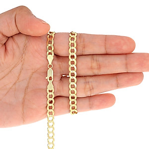 Nuragold 14k Yellow Gold 6mm Solid Cuban Curb Link Chain Necklace, Mens Jewelry 16" 18" 20" 22" 24" 26" 28" 30"