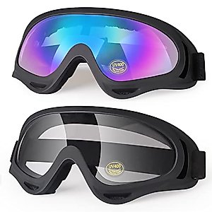 LMAVAG ATV Goggles Dirt Bike Goggles Motorcycle Motocross Goggles Riding Off-Road Goggles Racing MX Bike Goggles UV400 Anti-Fog Impact-Resistant Dustproof Goggles Kids Youth Adults Men Women 2 Pack