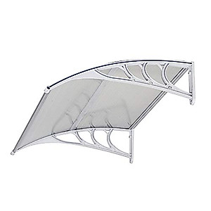 Window Awning 30" x 40", Polycarbonate Cover Front Door Outdoor Patio Awning Canopy UV Rain Snow Protection Hollow Sheet - Transparent Board & White Holder