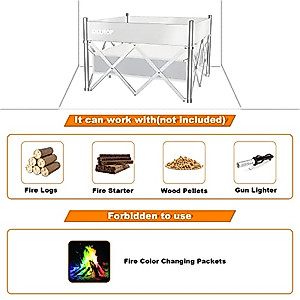 24 Inches Camping Fire Pit, DLLHOP Fire Pit with Aluminum- Alloy Frame, 304 Stainless Steel Mesh and Heat Shield for Leave No Trace Fires, Outdoor Fire Pit for Camping, Beach Parties, Patio, DH-FP01