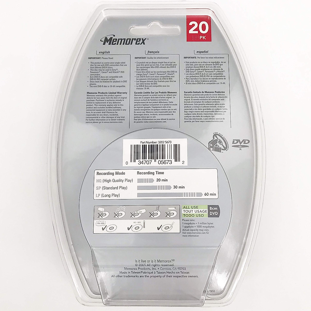 Imation Corp MEMOREX 20PK MINI DVD-R 4X (05673) -