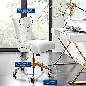 Modway Regent Tufted Performance Velvet Swivel Office Chair in Gold White
