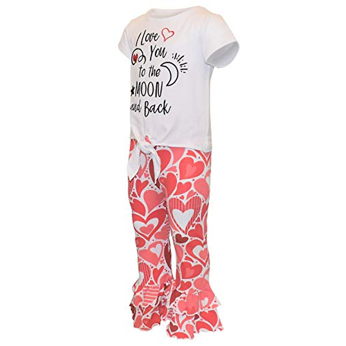 Unique Baby Girls Valentines Day Love You to the Moon 2pc Set (6, Moon)