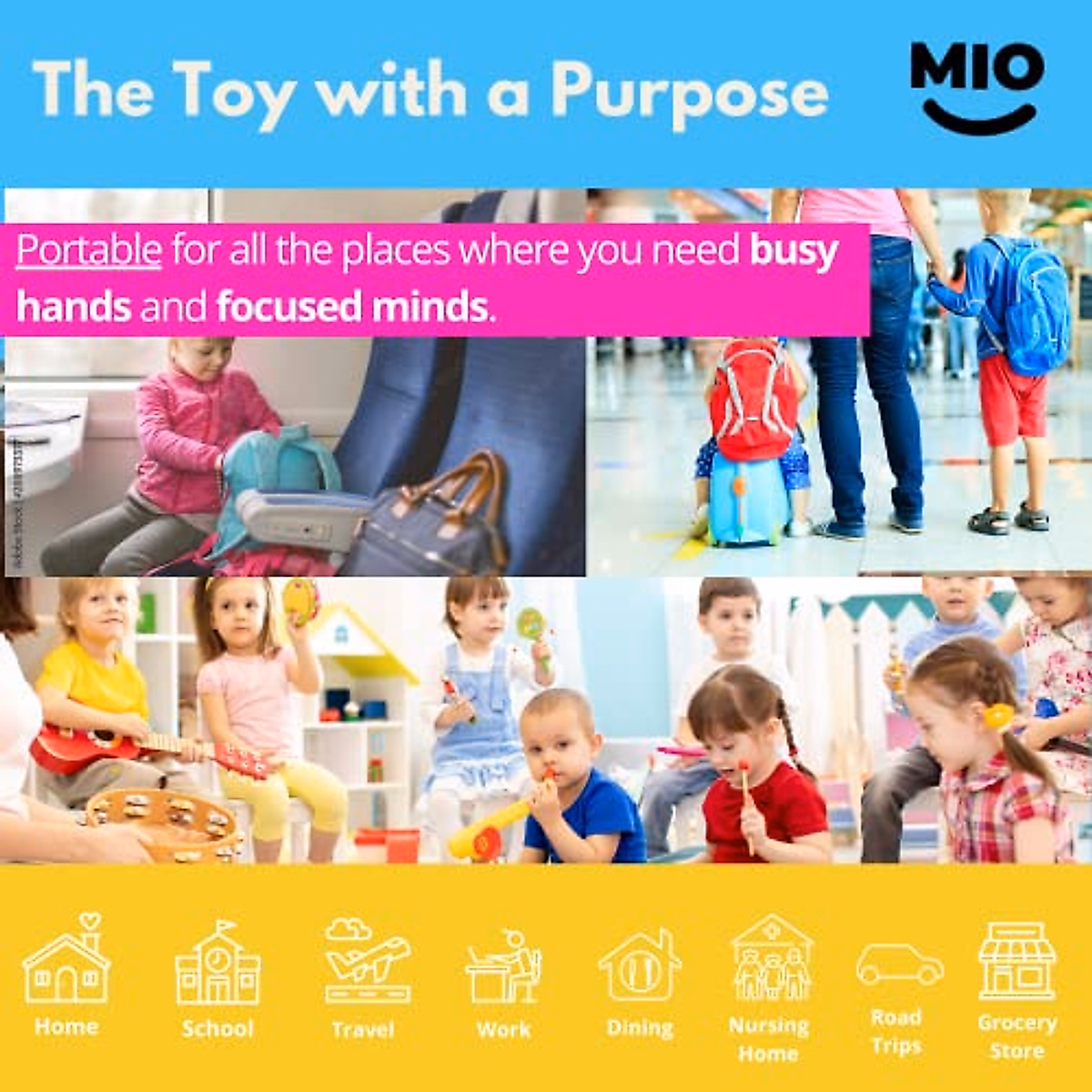 Mio Toys - Push & Pop Sensory Fidget Toy, Relieve Stress and Anxiety, Increase Focus and Attention, for Adults and Kids, Food Grade Silicone, Washable, Eco-Friendly (Tie-Dye Circle)