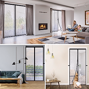 RELIANCER Magnetic Thermal Insulated Door Curtain,Waterproof EVA Door Cover,Fit Door Size 34"x78",Temperature Protection Insulated Doorway Curtains,Self-Closing Door Screen,Windproof Door Net Screen