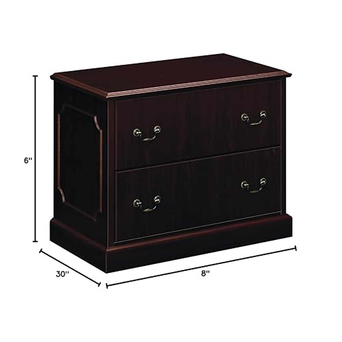 HON 94000 Series Lateral File, 2 File Drawers, Mahogany, 37.5" X 20.5" X 29.5"