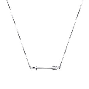 BGTY 925 Sterling Silver Classic Love Polished Sideways Arrow Horizontal Womens Pendant Necklace