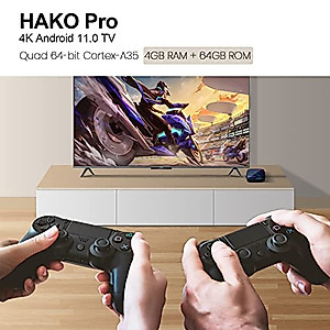 Google Certified Android 11.0 TV Box 4GB RAM 64GB ROM, Netflix 4K, Prime Video 4K, YouTube 4K, Disney+ 4K, 2.4G/5G WiFi, BT5.0, IR Remote Control, Media Player, Chromecast