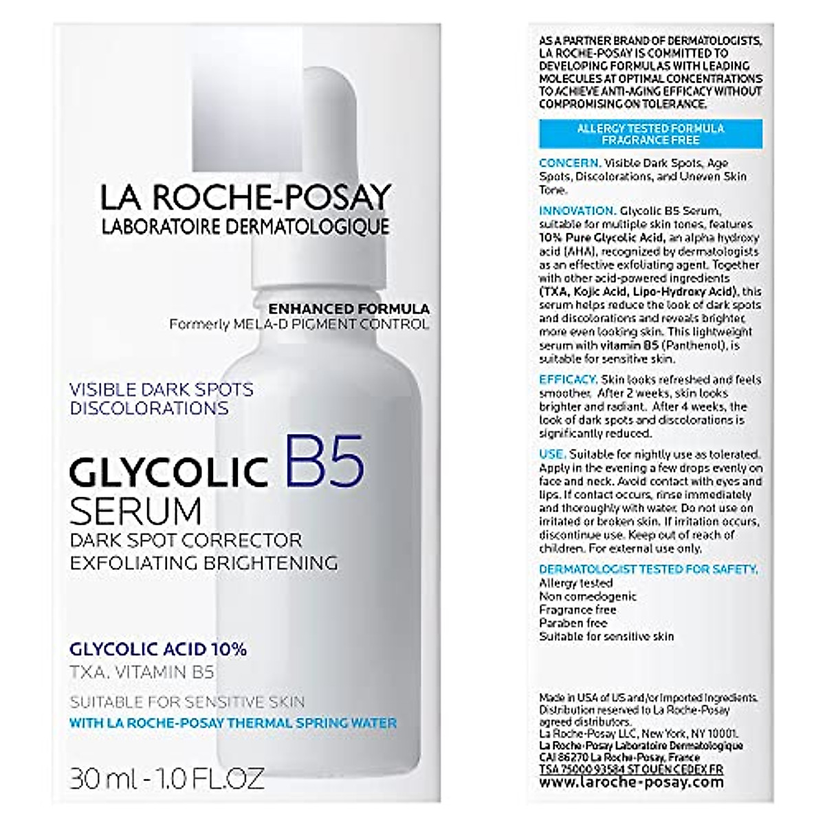 La Roche Posay Glycolic Acid Serum with Kojic Acid and Vitamin B5, Reduces Dark Spots and Discoloration, Skin Tone Corrector to Brighten & Even Skin Tone