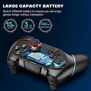 Diswoe Switch Controller, Wireless Pro Controller for Switch/Switch Lite/Switch OLED, Switch Remote Gamepad with Joystick, Adjustable Turbo Vibration with Programmable Function - Black