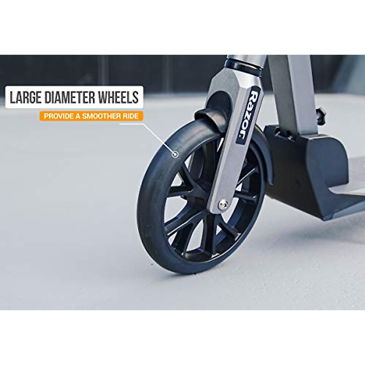 Razor E Prime Adult Electric Scooter - Up to 15 mph, 8" Airless Flat-free Tires, Rear Wheel Drive, 250W Brushless Hub Motor, Lightweight Aluminum Frame, Anti-Rattle System, Foldable