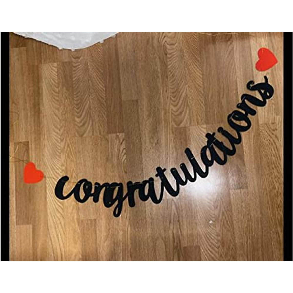 Congratulations Banner Black Letters & Red Symbol Hanging Paper Sign Decorations for Graduation, Achievement Party Celebrations, Wedding, Retirement, Bridal Shower, Shower Pre-Strung