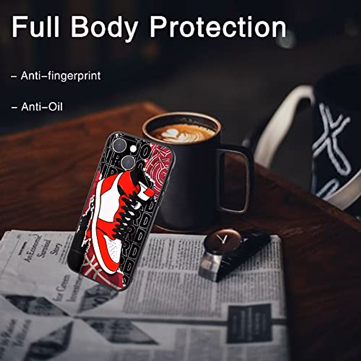 Compatible with iPhone 13 Mini Case Soft TPU Material Designed with Red Basketball Shoes Sneaker, Suitable for Energetic Sports-Loving Young People