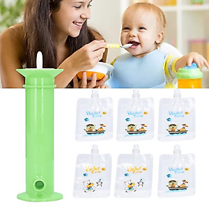 Alomejor Baby Food Pouch Maker Refillable Toddler Squeeze Pouch for Kids Washable Freezer for Kids(Green)