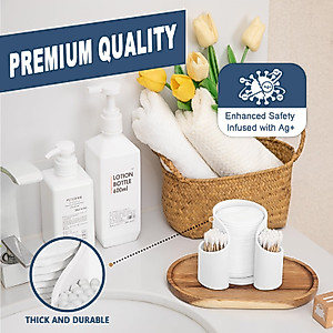 Elvarias Cotton Pad QTips Holder, Bathroom Cups Dental Floss Dispenser, Storage Organizer for Cotton Pad QTips Paper Cup Floss, Bathroom Accessories Storage Organizer, Vanity Makeup Organizer (White)