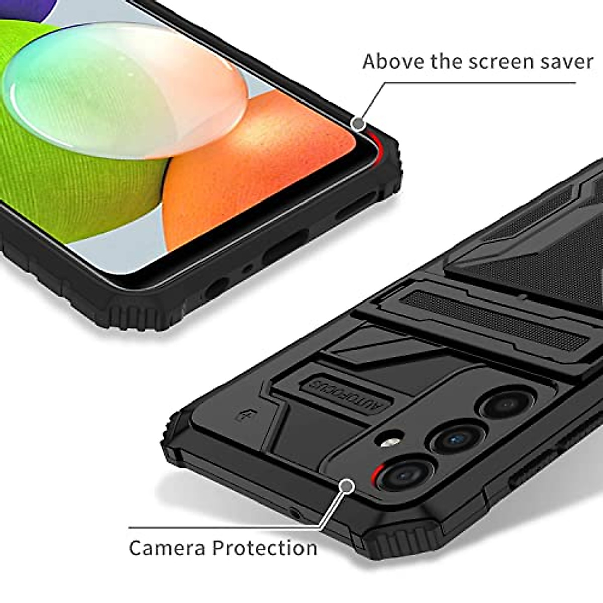 Niuuro for Samsung Galaxy A14 5G Wallet Case with Credit Card Holder Stand Kickstand Slim Rugged Shockproof Heavy Duty Defender Armor 【Military Grade】 Protective Phone Case - Black